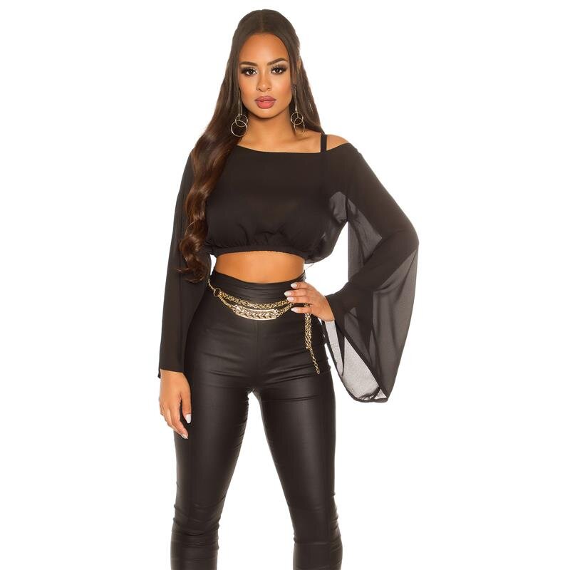 Sexy Damen Latina Chiffon Crop-Top bauchfrei, 17,95