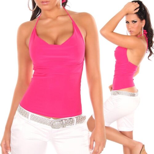 Sexy Neckholder-Top in Wasserfall-Look Pink, 17,95